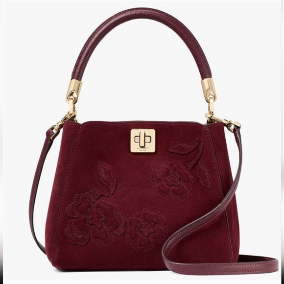 kate spade | Bags | Kate Spade Phoebe Suede Floral Applique Small Top ...